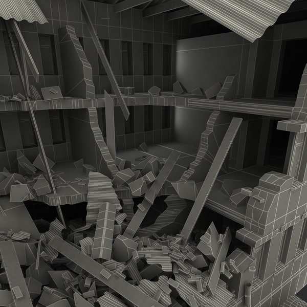 3d destroyed house 10 model