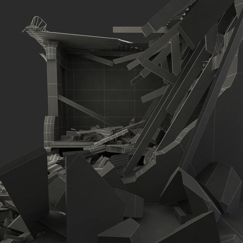 3d destroyed house 10 model