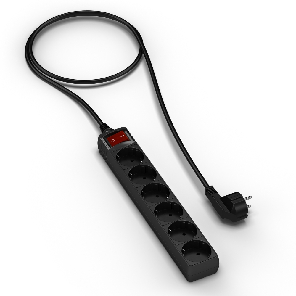 3d european power strip plug model