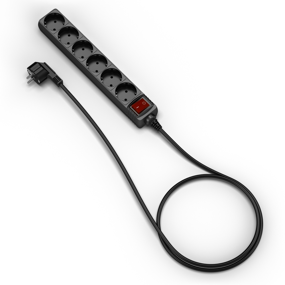 3d european power strip plug model