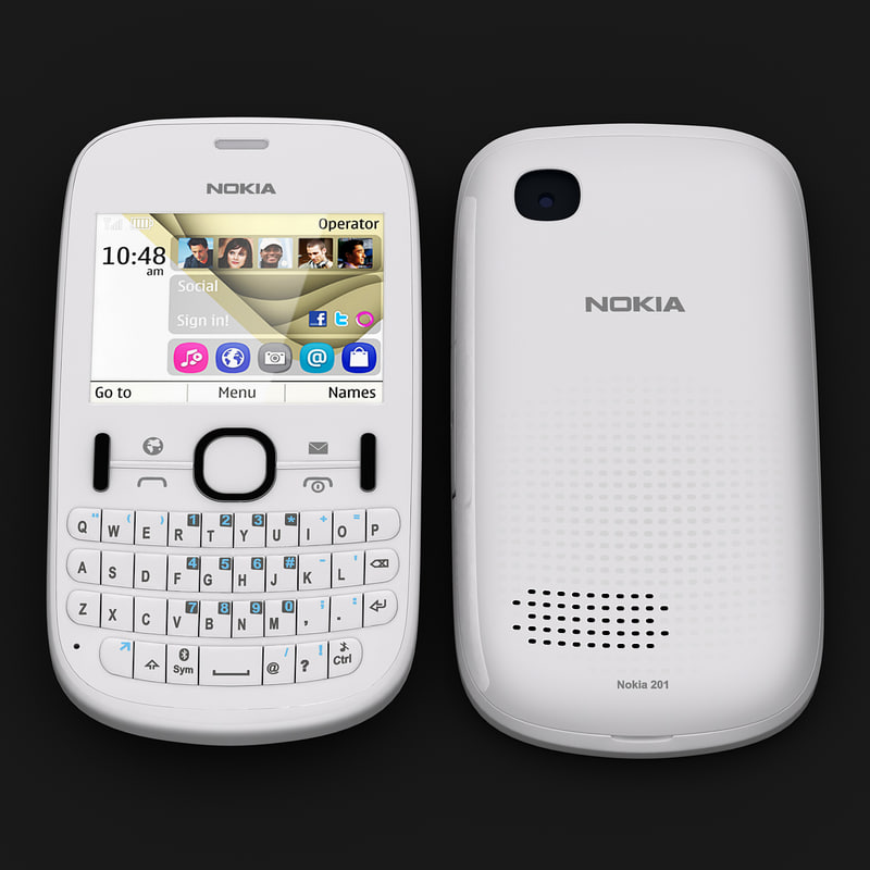 nokia asha 201 white 3d model