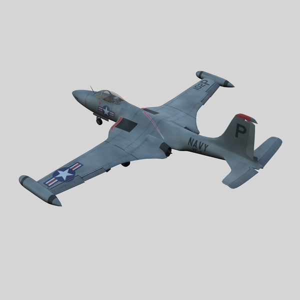 mcdonnell f2h banshee jet fighter 3d model