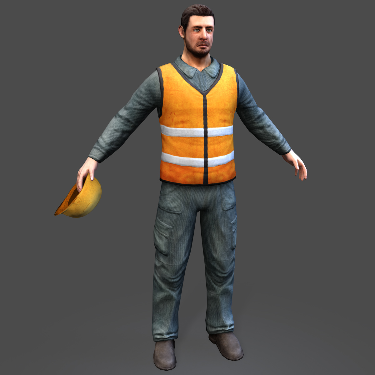 worker man real-time 3d max