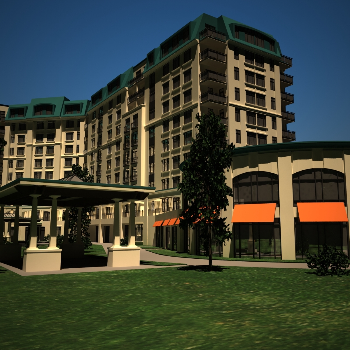 3d hotel building model