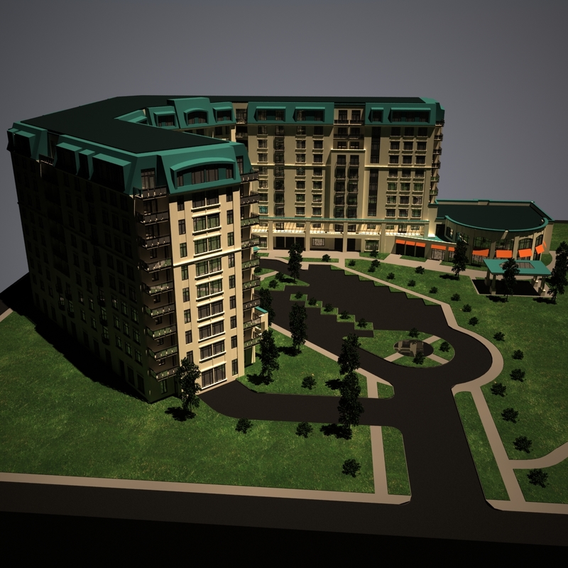 3d hotel building model