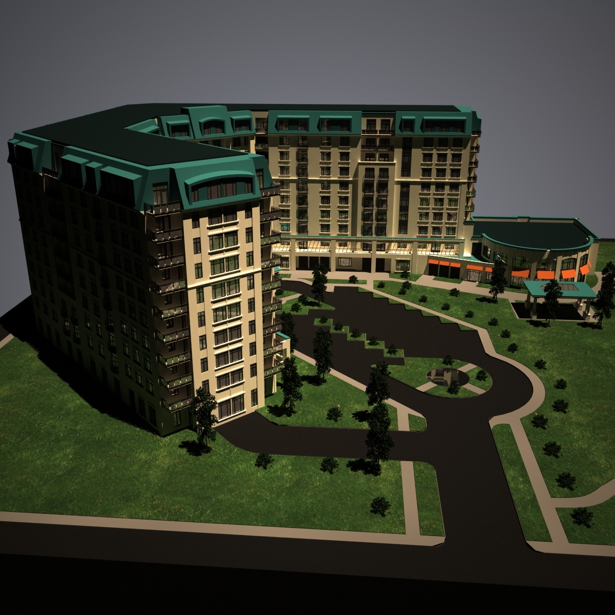 3d hotel building model