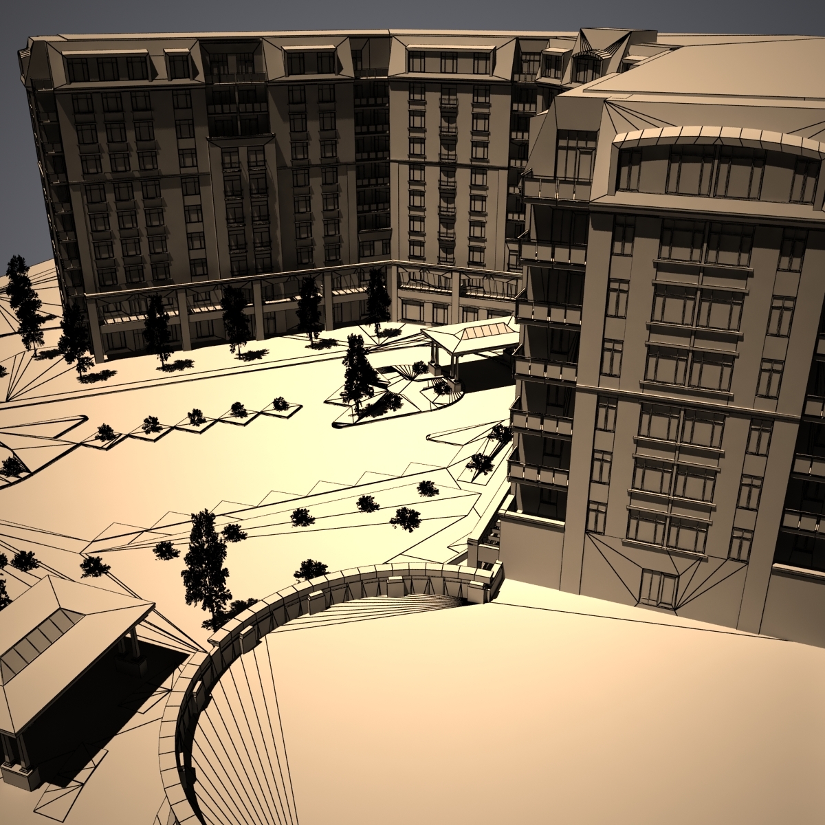 3d hotel building model