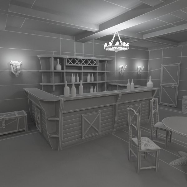 3d interior pub model
