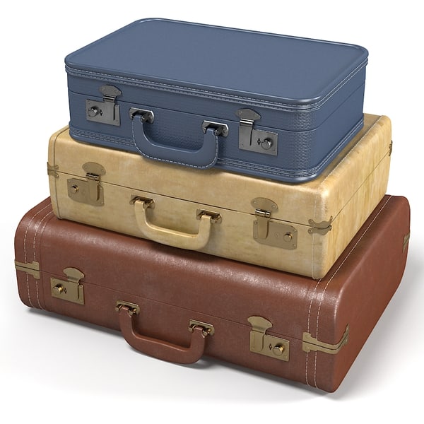 3d vintage suitcase set