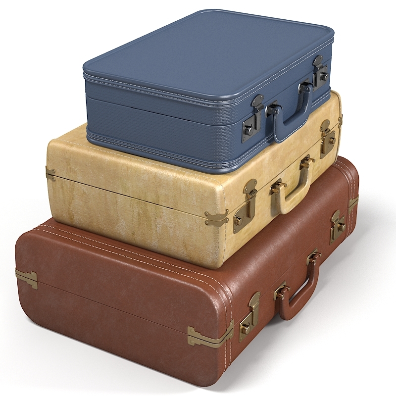 3d vintage suitcase set