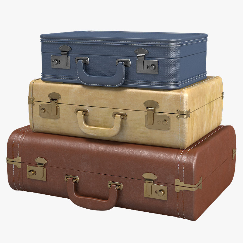 3d vintage suitcase set