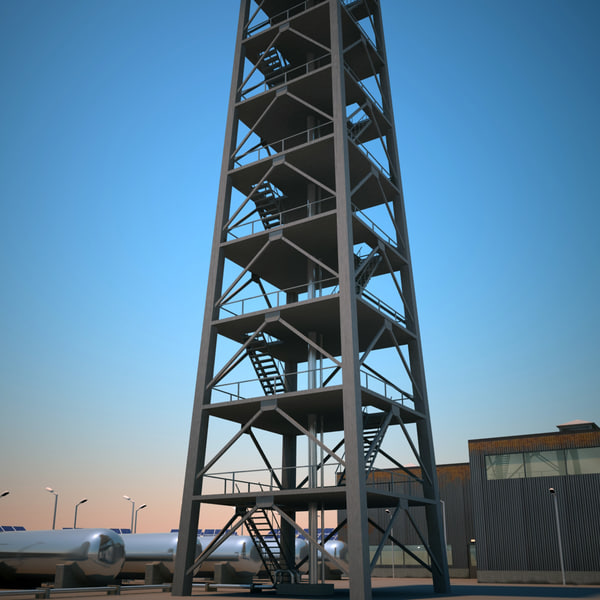 solar tower mojave desert 3d model