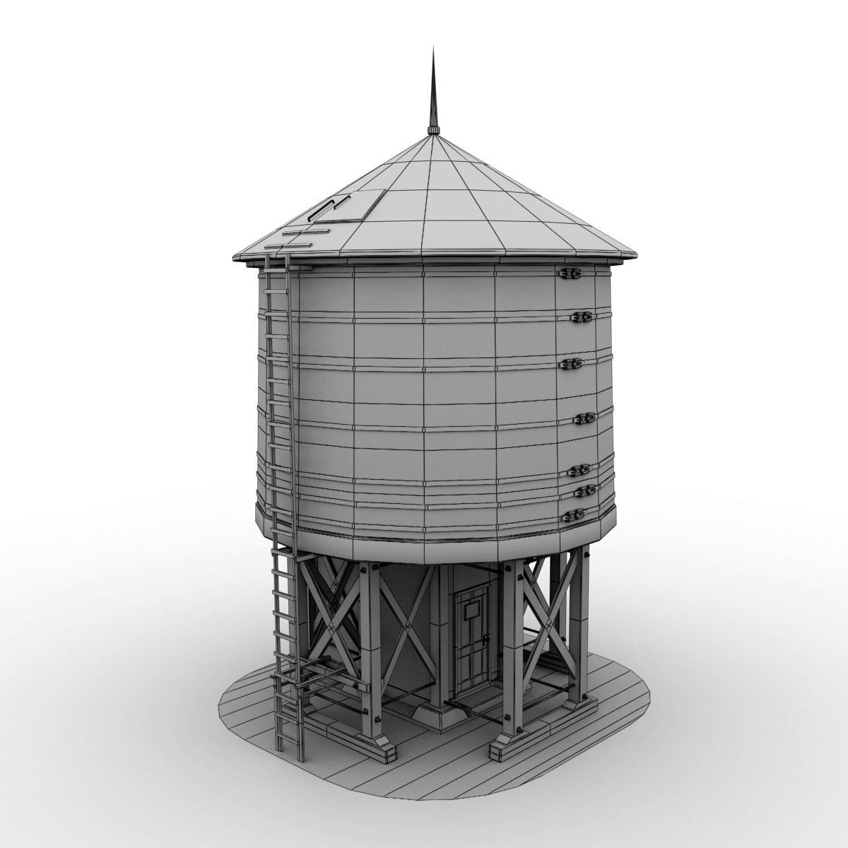 3d model of water tower tank