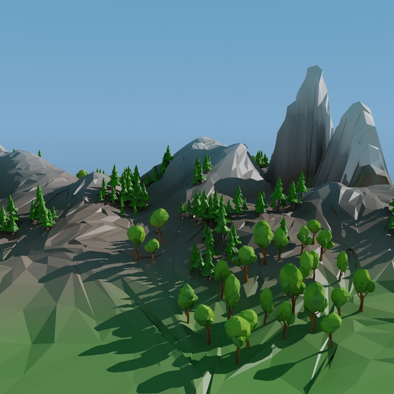 mountain landscape trees 3d max