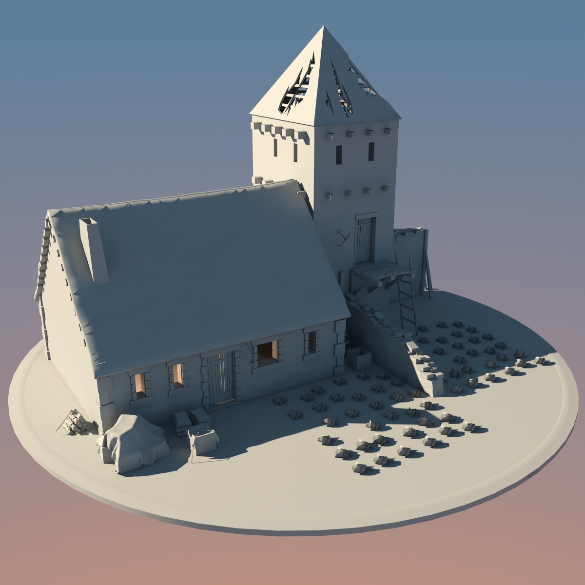 3d medieval house model