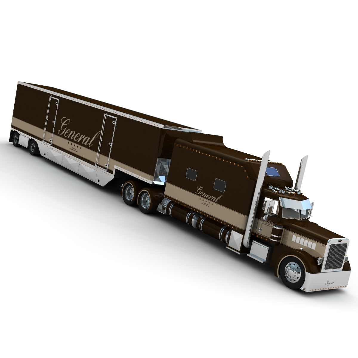 379 truck trailer 3d model