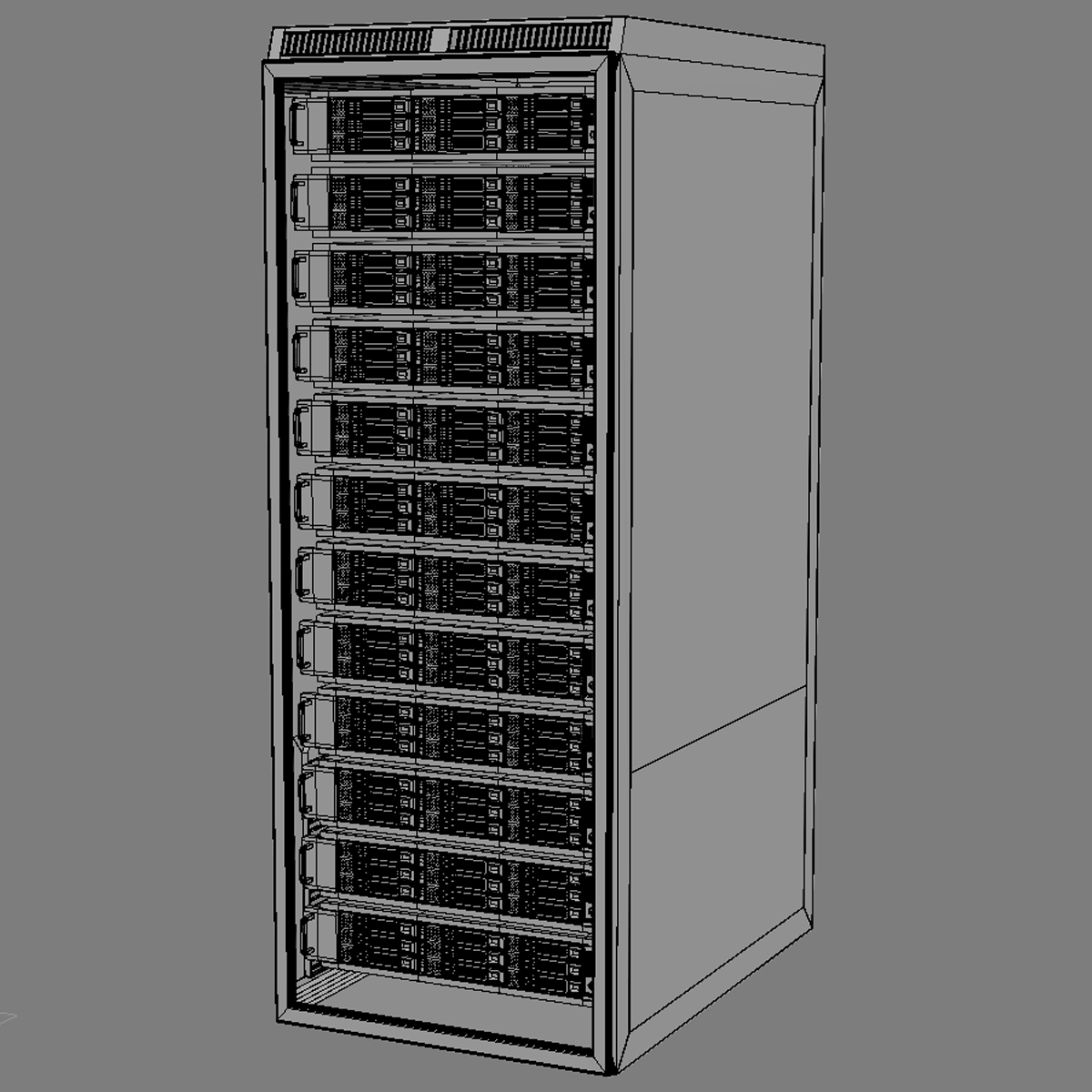3d model of data server rack