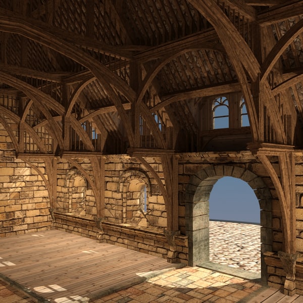 3d medieval market hall