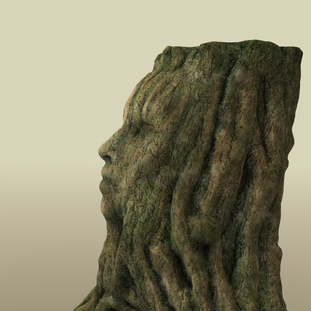 3d human face relief tree stump model