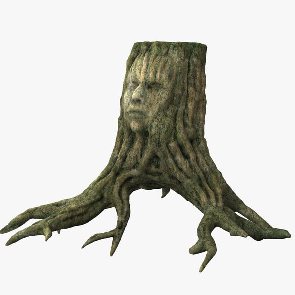 3d human face relief tree stump model