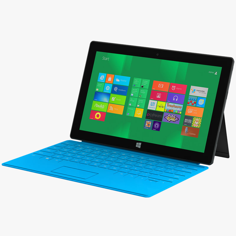 3d model blue microsoft surface tablet