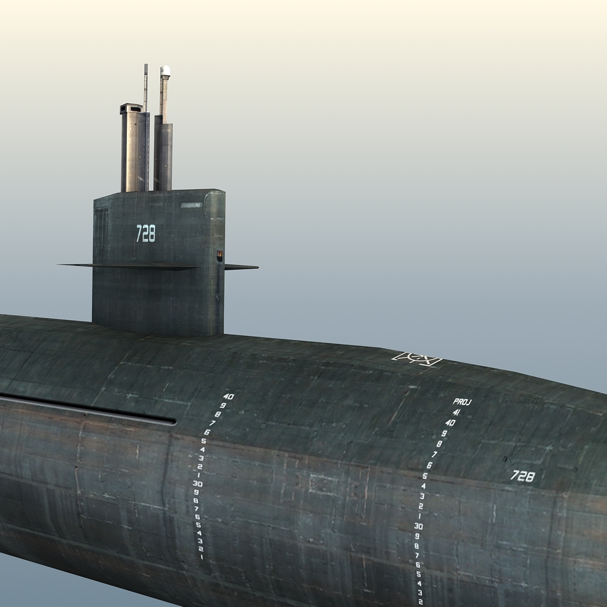 3d max uss florida ssgn-728 submarine