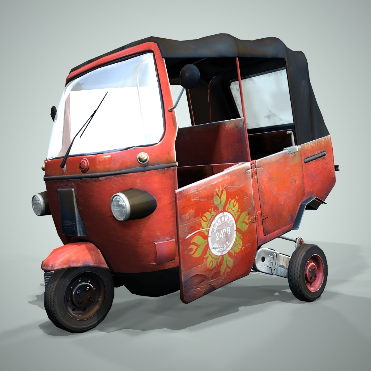 3d bajaj jakarta rickshaws