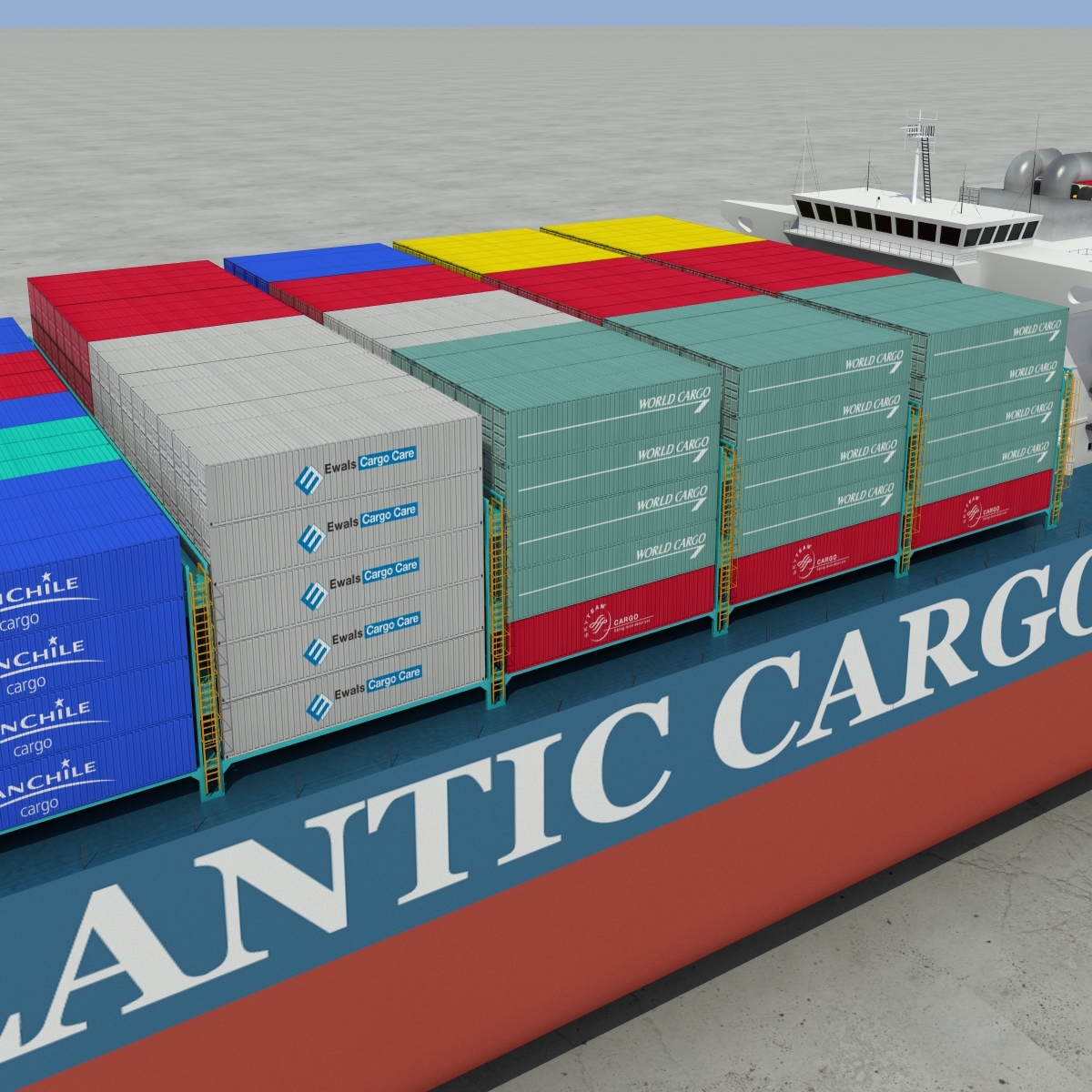 realistic cargo ship 3d model