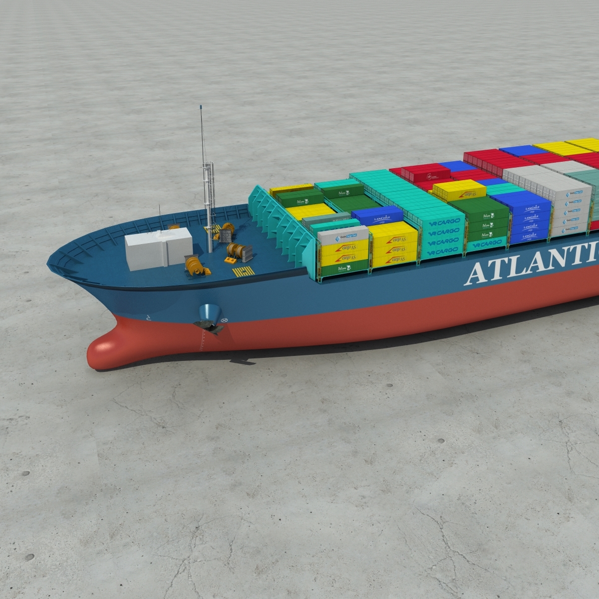 realistic cargo ship 3d model