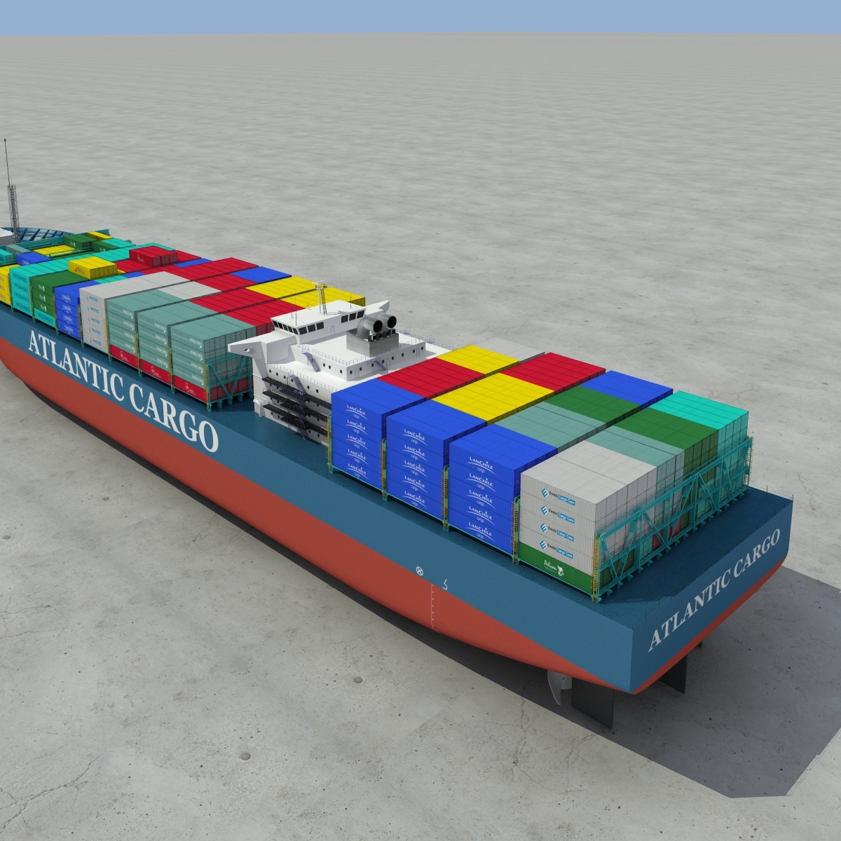 realistic cargo ship 3d model