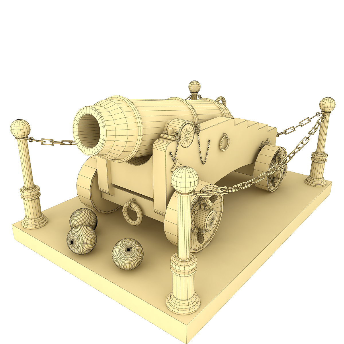 3d model cannon artillery