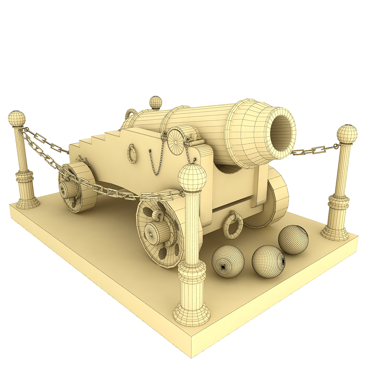 3d model cannon artillery
