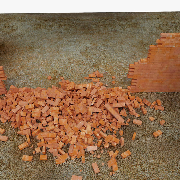 3d model brick explode 1 wall
