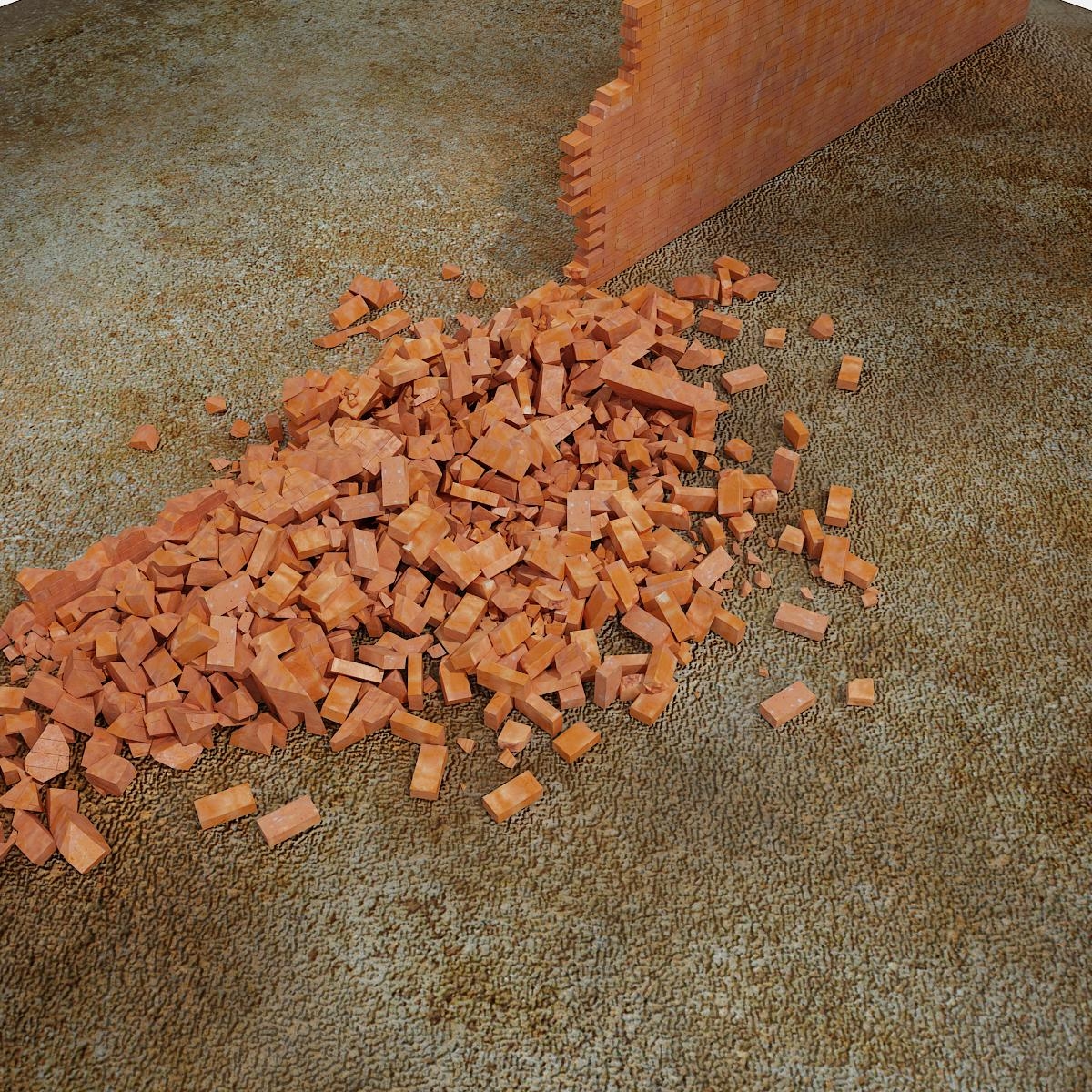 3d model brick explode 1 wall