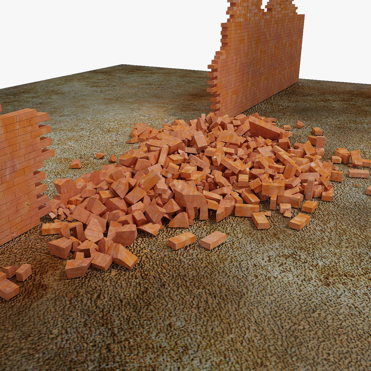 3d model brick explode 1 wall