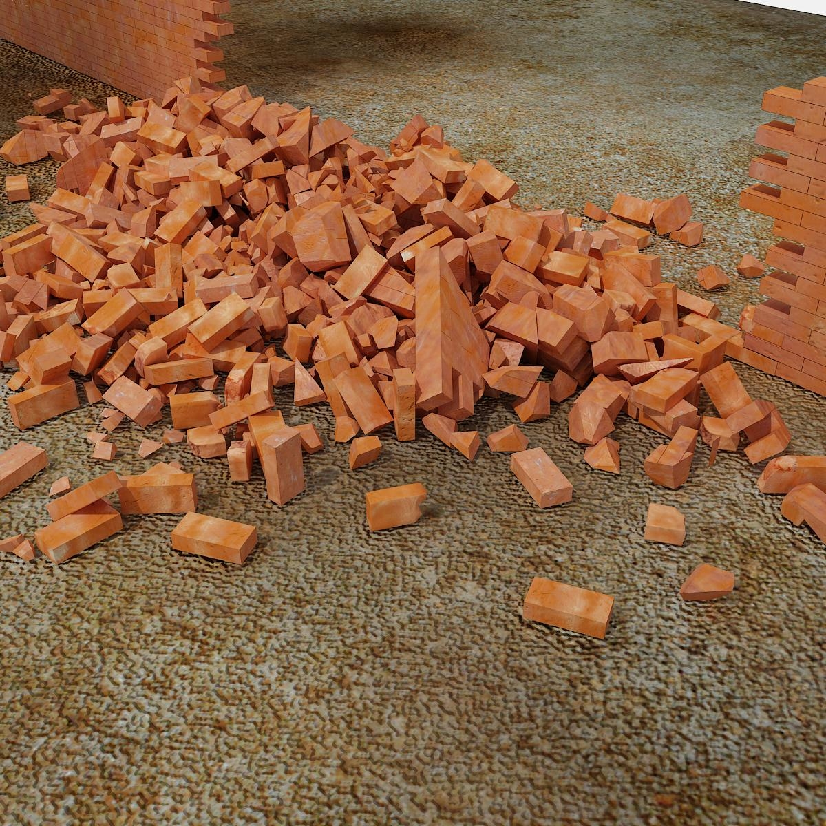 3d model brick explode 1 wall
