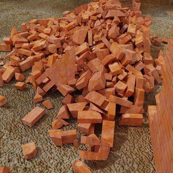 3d model brick explode 1 wall