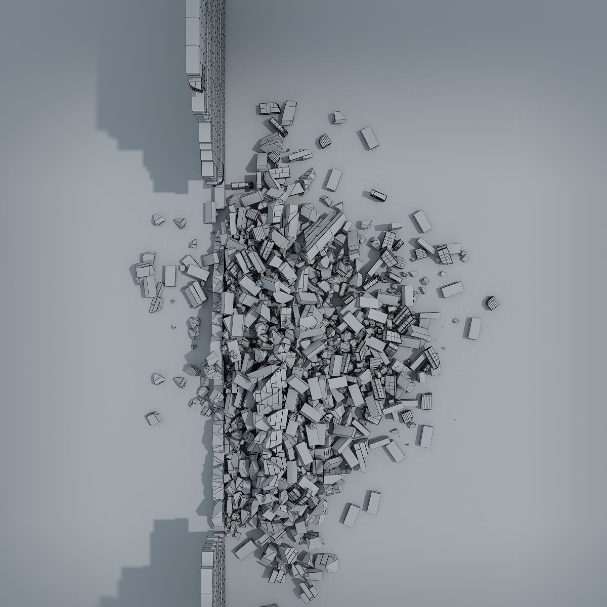 3d model brick explode 1 wall