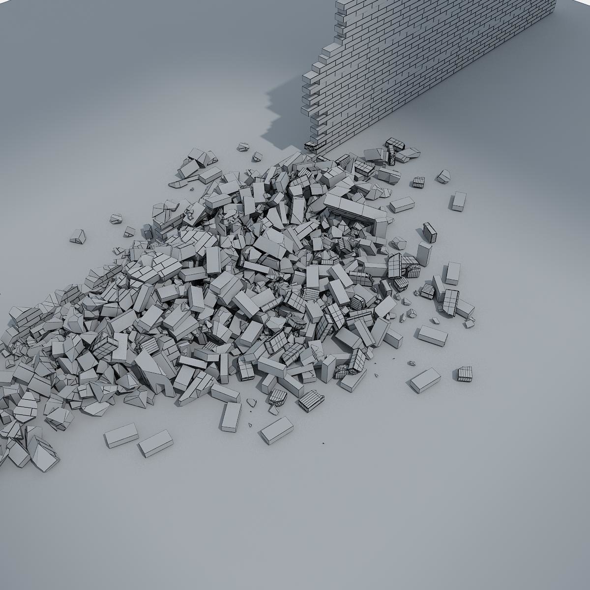 3d model brick explode 1 wall