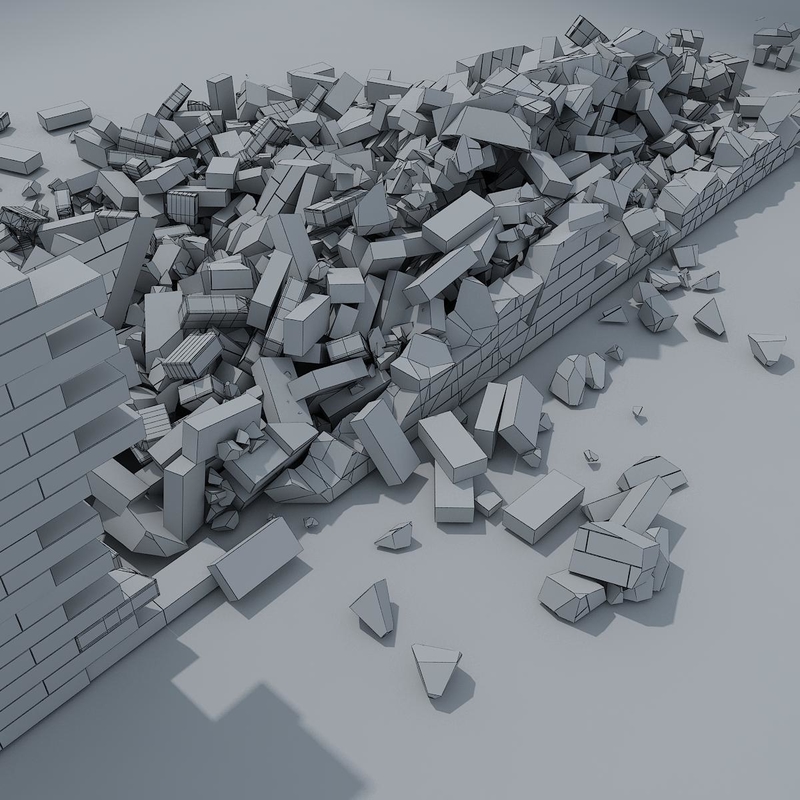 3d model brick explode 1 wall