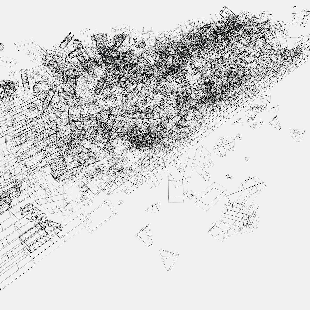 3d model brick explode 1 wall