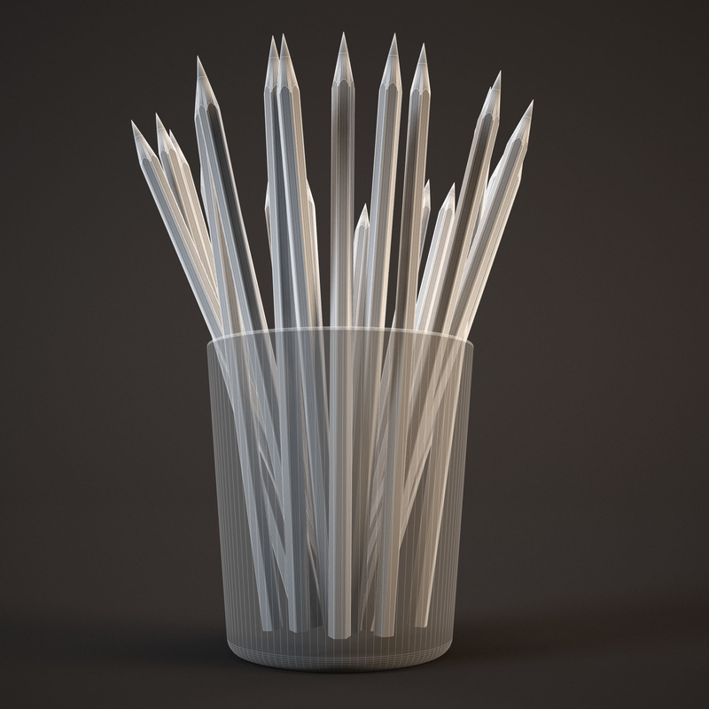 pencils glass 3d model