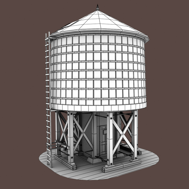 3dsmax rooftop water tank
