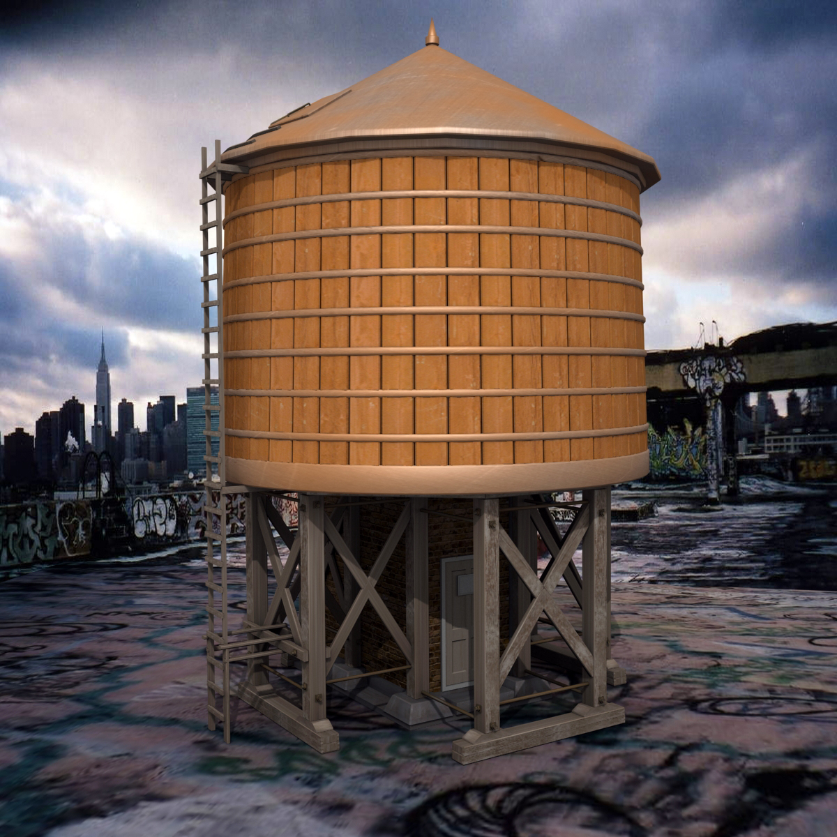 3dsmax rooftop water tank