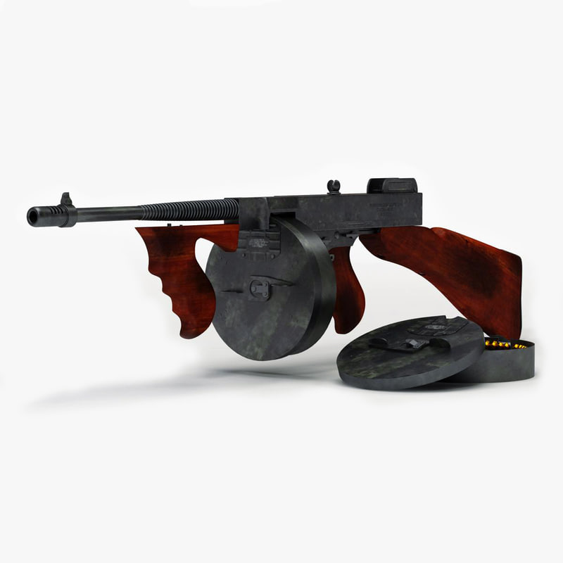 3d model tommy gun set