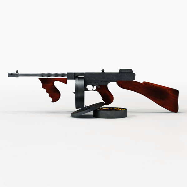 3d model tommy gun set