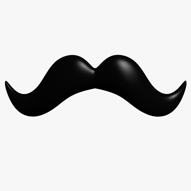 3d handlebar style mustache cartoon model