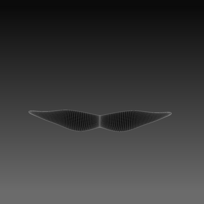 3d handlebar style mustache cartoon model