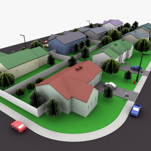 3d model neighborhood block segment