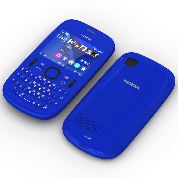 nokia asha 201 blue 3d max
